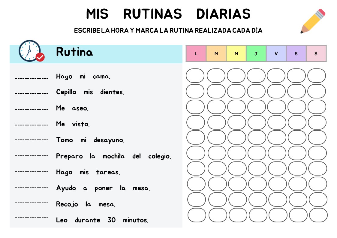 Registro para mejorar las rutinas de nuestros hijos-as (EDITABLE) - Orientacion Andujar