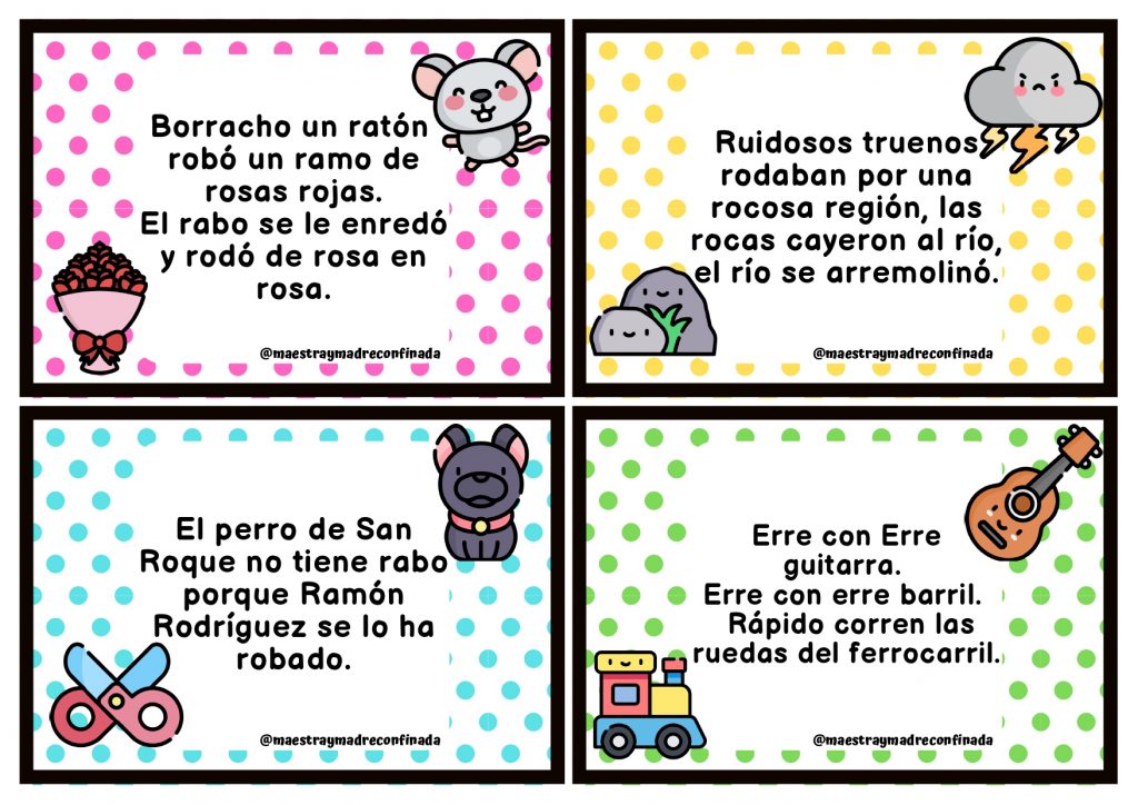 Tarjetas de trabalenguas R fuerte - Orientacion Andujar