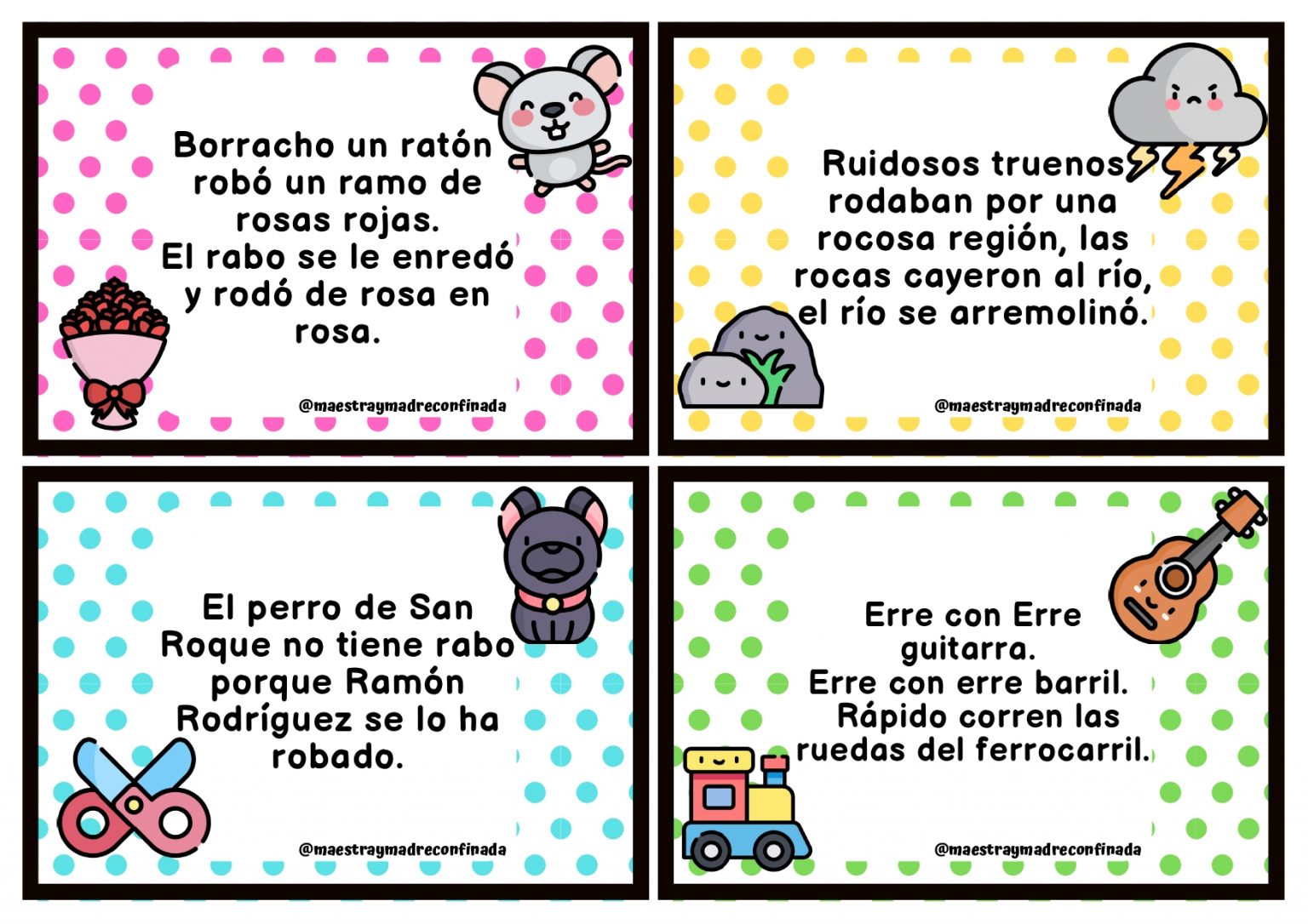 Tarjetas de trabalenguas R fuerte - Orientacion Andujar