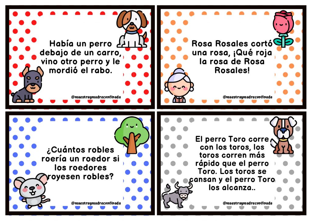 Tarjetas de trabalenguas R fuerte - Orientacion Andujar