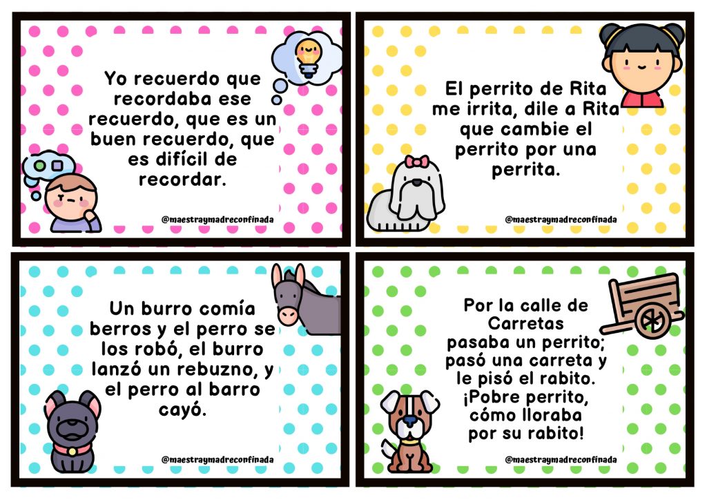 Tarjetas de trabalenguas R fuerte - Orientacion Andujar