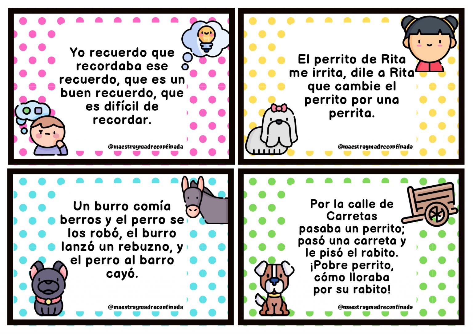 Tarjetas de trabalenguas R fuerte - Orientacion Andujar