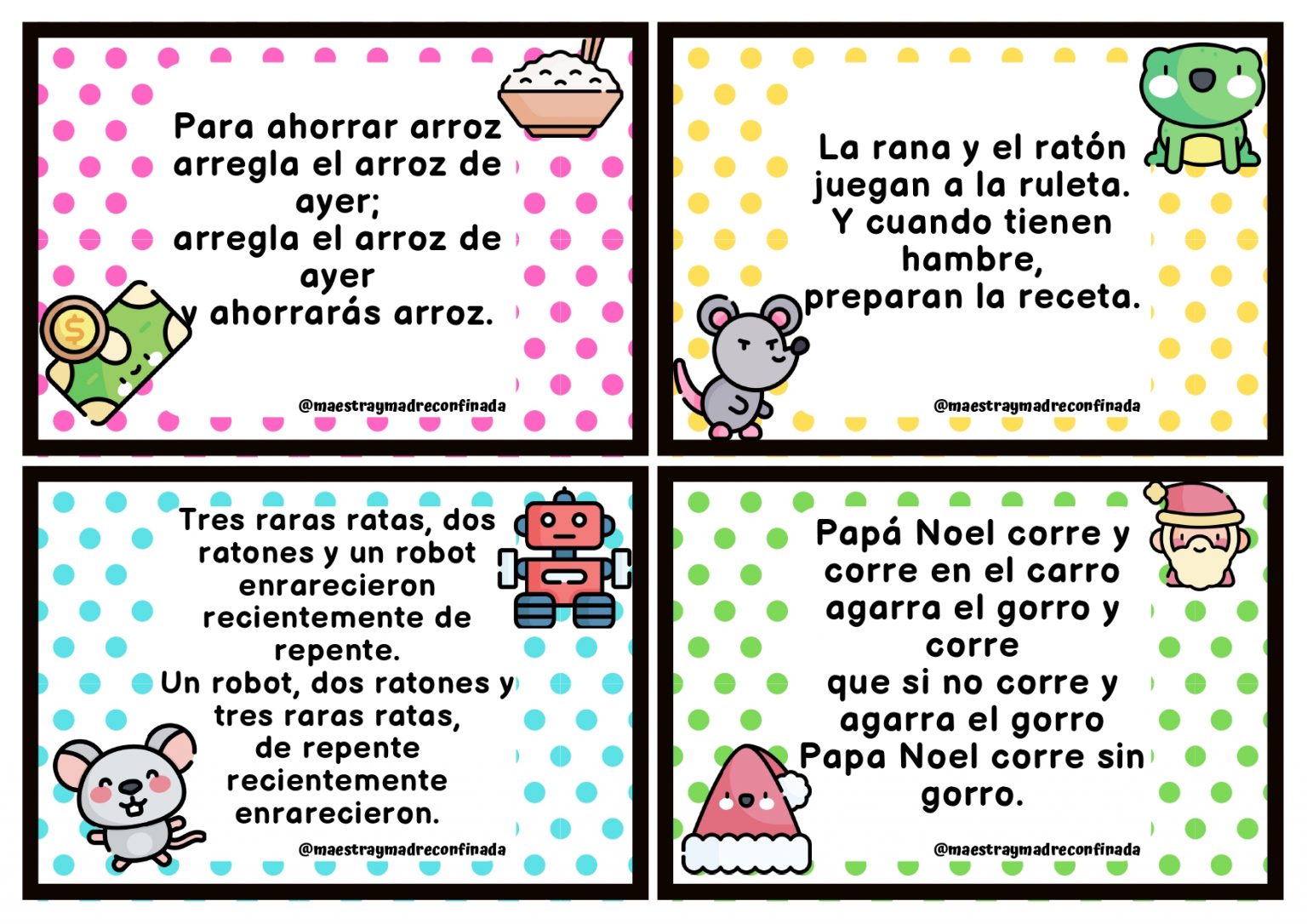 Tarjetas de trabalenguas R fuerte - Orientacion Andujar