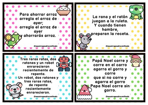 Tarjetas de trabalenguas R fuerte - Orientacion Andujar