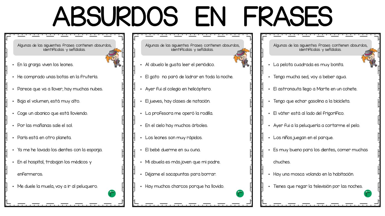 Absurdos en frases nivel inicial - Orientacion Andujar