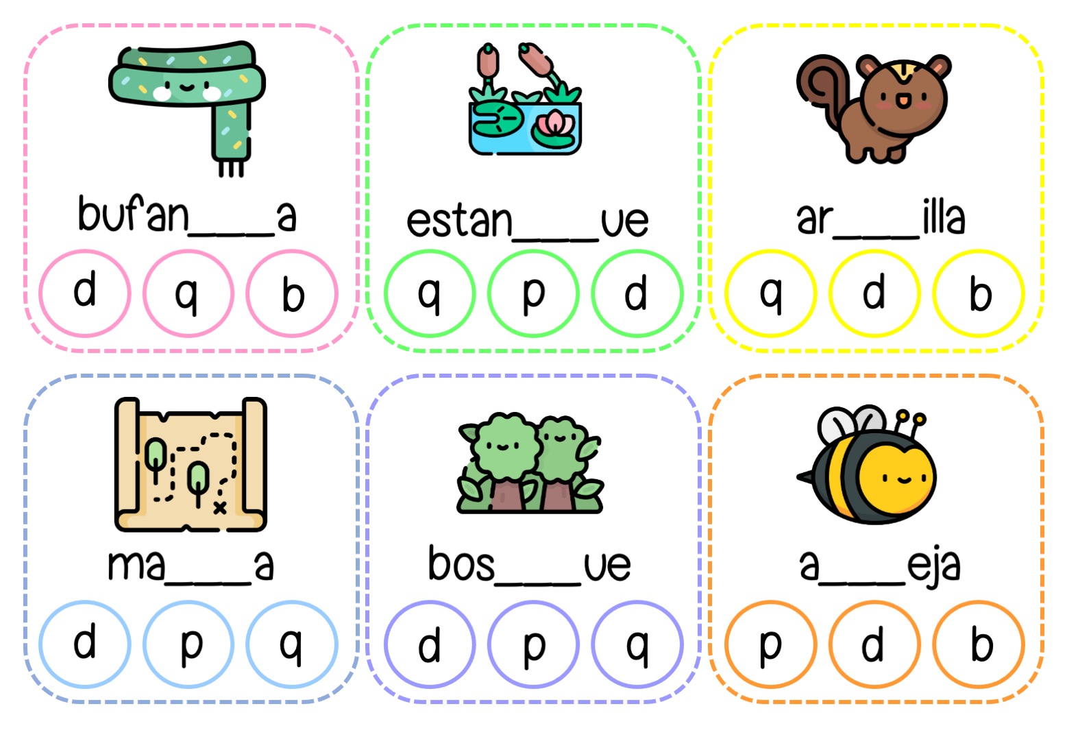 ACTIVIDADES GRAFEMAS DIFERENCIACIÓN b-d-p-q - Orientacion Andujar