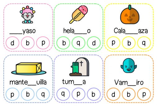 ACTIVIDADES GRAFEMAS DIFERENCIACIÓN b-d-p-q - Orientacion Andujar