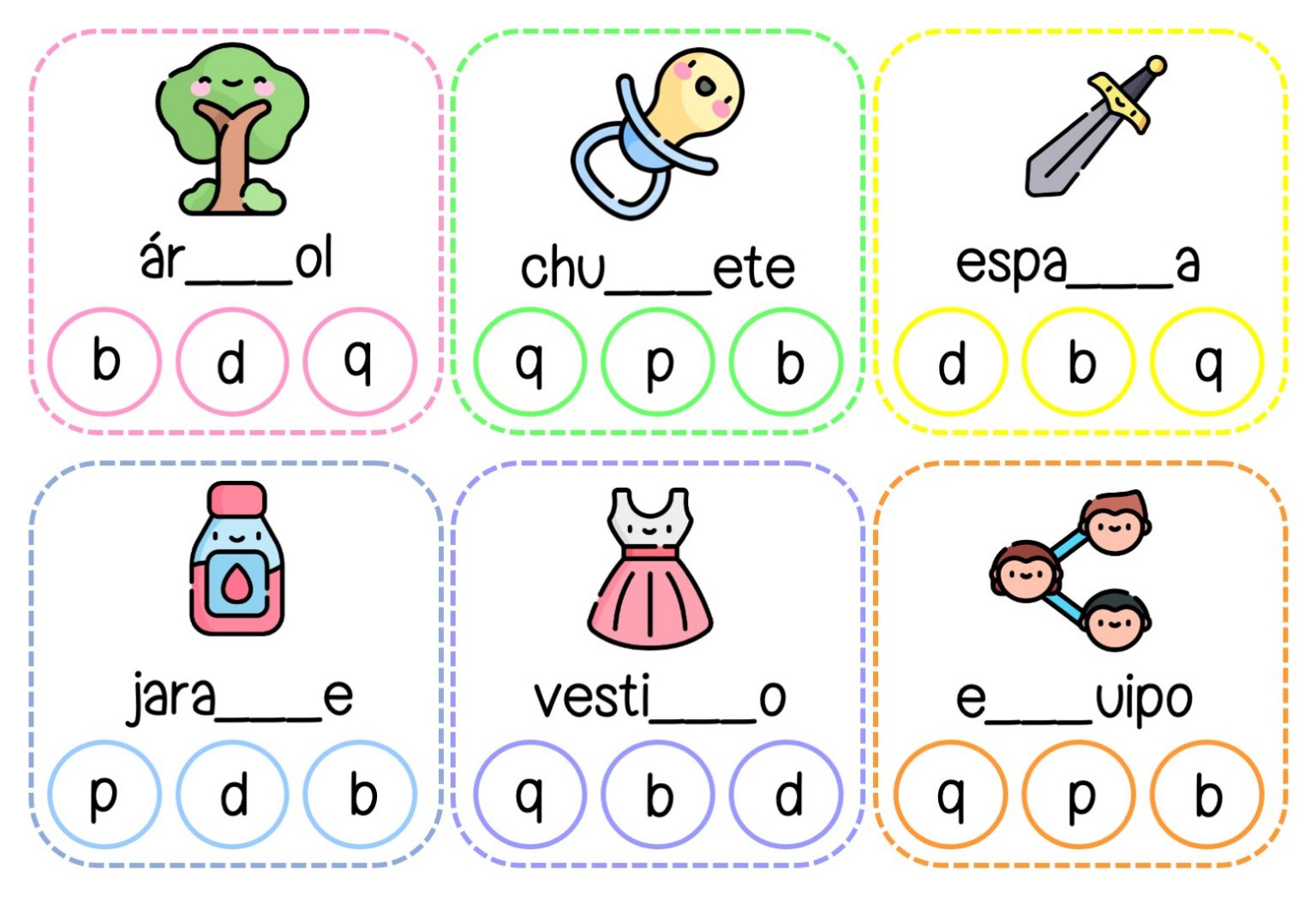 ACTIVIDADES GRAFEMAS DIFERENCIACIÓN b-d-p-q - Orientacion Andujar