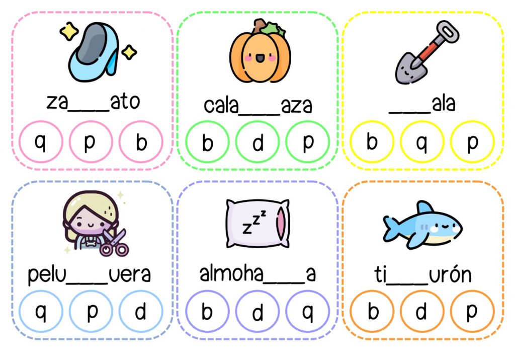 ACTIVIDADES GRAFEMAS DIFERENCIACIÓN b-d-p-q - Orientacion Andujar