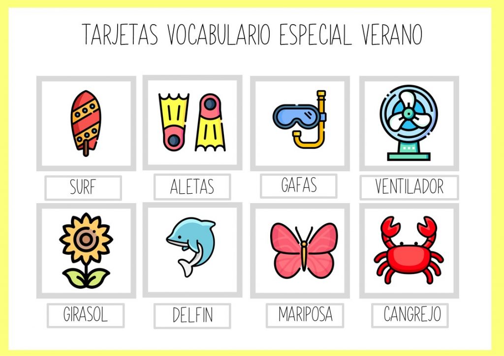 Conciencia semántica 58 tarjetas VOCABULARIO: "EL VERANO" - Orientacion ...
