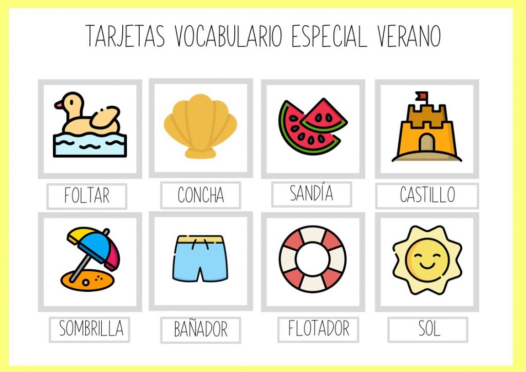 Conciencia semántica 58 tarjetas VOCABULARIO: "EL VERANO" - Orientacion ...