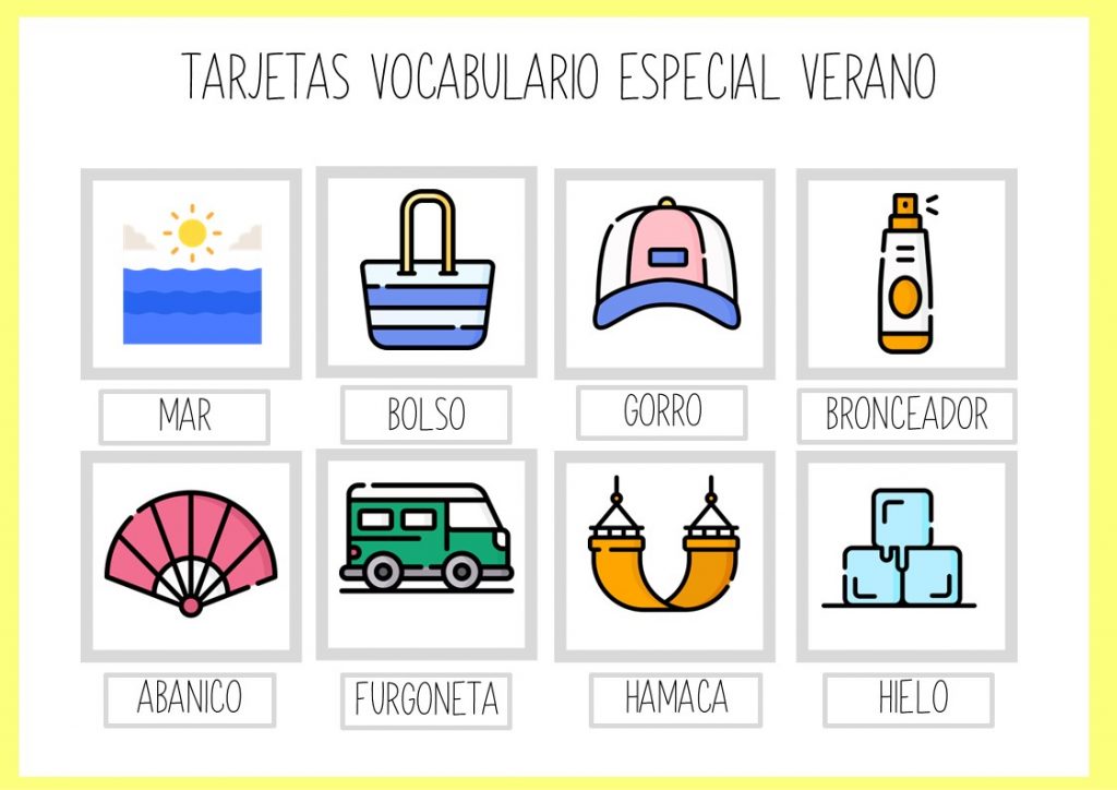 Conciencia semántica 58 tarjetas VOCABULARIO: "EL VERANO" - Orientacion ...