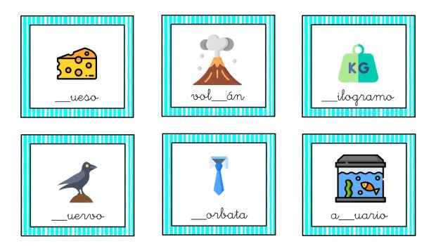 Ortografía C -K – Q Baraja de cartas con pistas visuales (1 ...