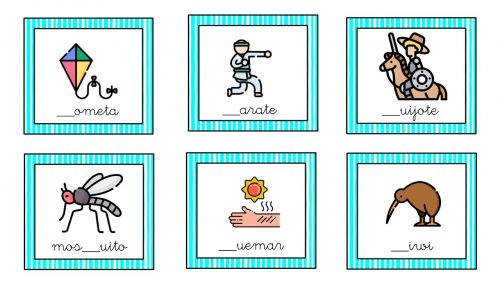 Ortografía C -K – Q Baraja de cartas con pistas visuales (4 ...