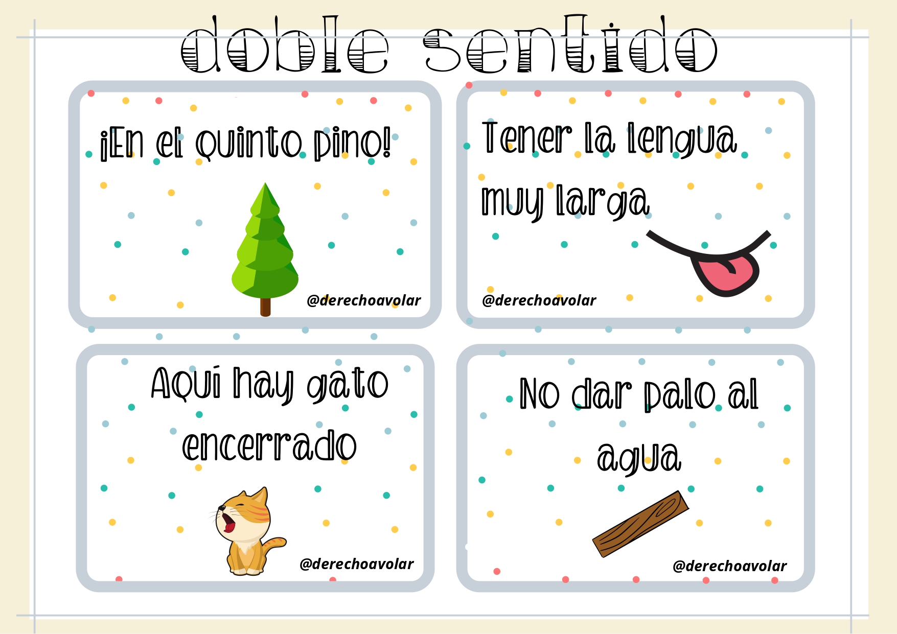 Tarjetas para trabajar los dobles sentidos especial alumnos TEA - Orientacion Andujar