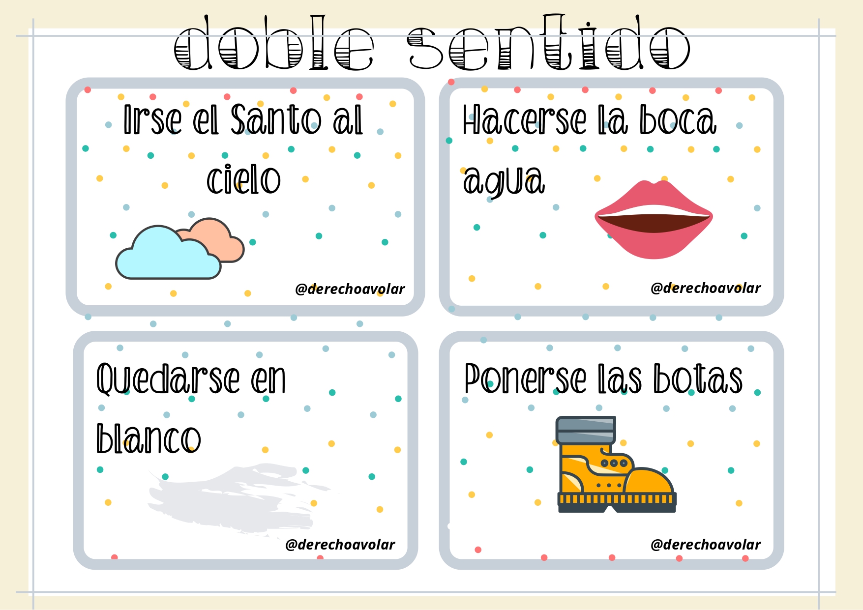 Tarjetas para trabajar los dobles sentidos especial alumnos TEA - Orientacion Andujar