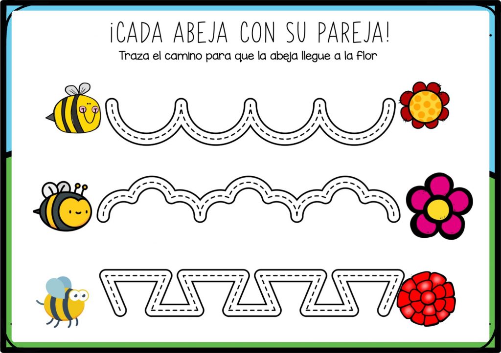Ejercicios De Trazo Cada Abeja Con Su Pareja Orientacion Andujar
