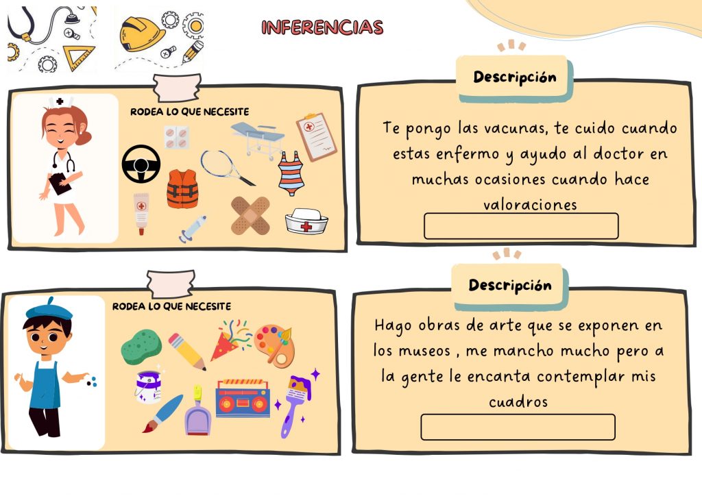 ADIVINA ADIVINANZA Trabajamos las profesiones mediante inferencias ...