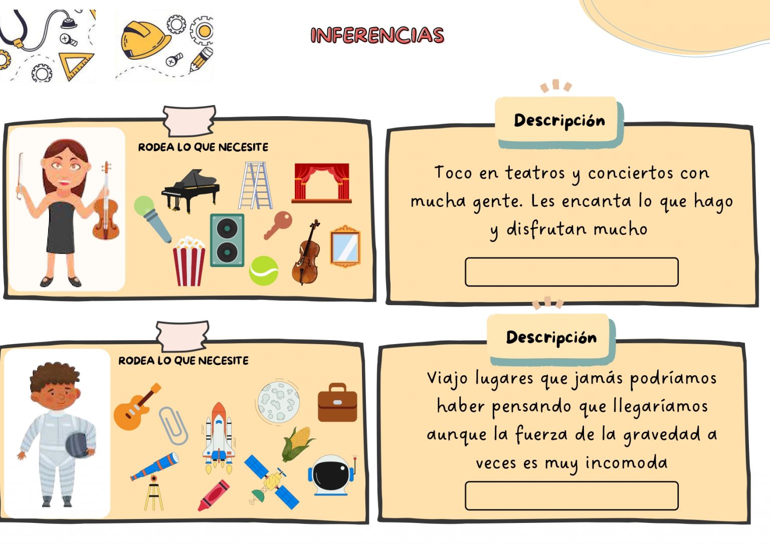 ADIVINA ADIVINANZA Trabajamos las profesiones mediante inferencias ...