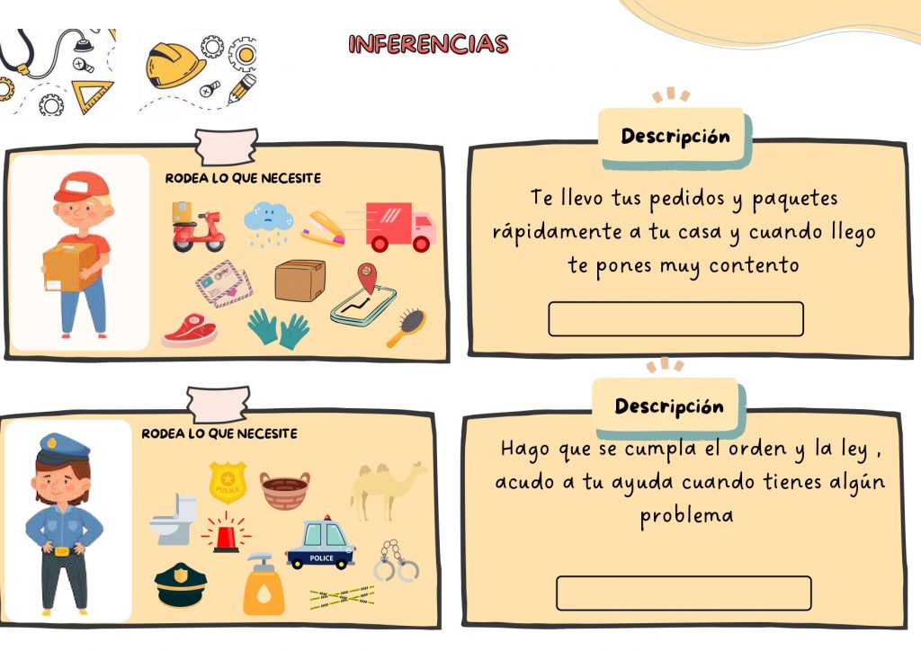 ADIVINA ADIVINANZA Trabajamos las profesiones mediante inferencias ...