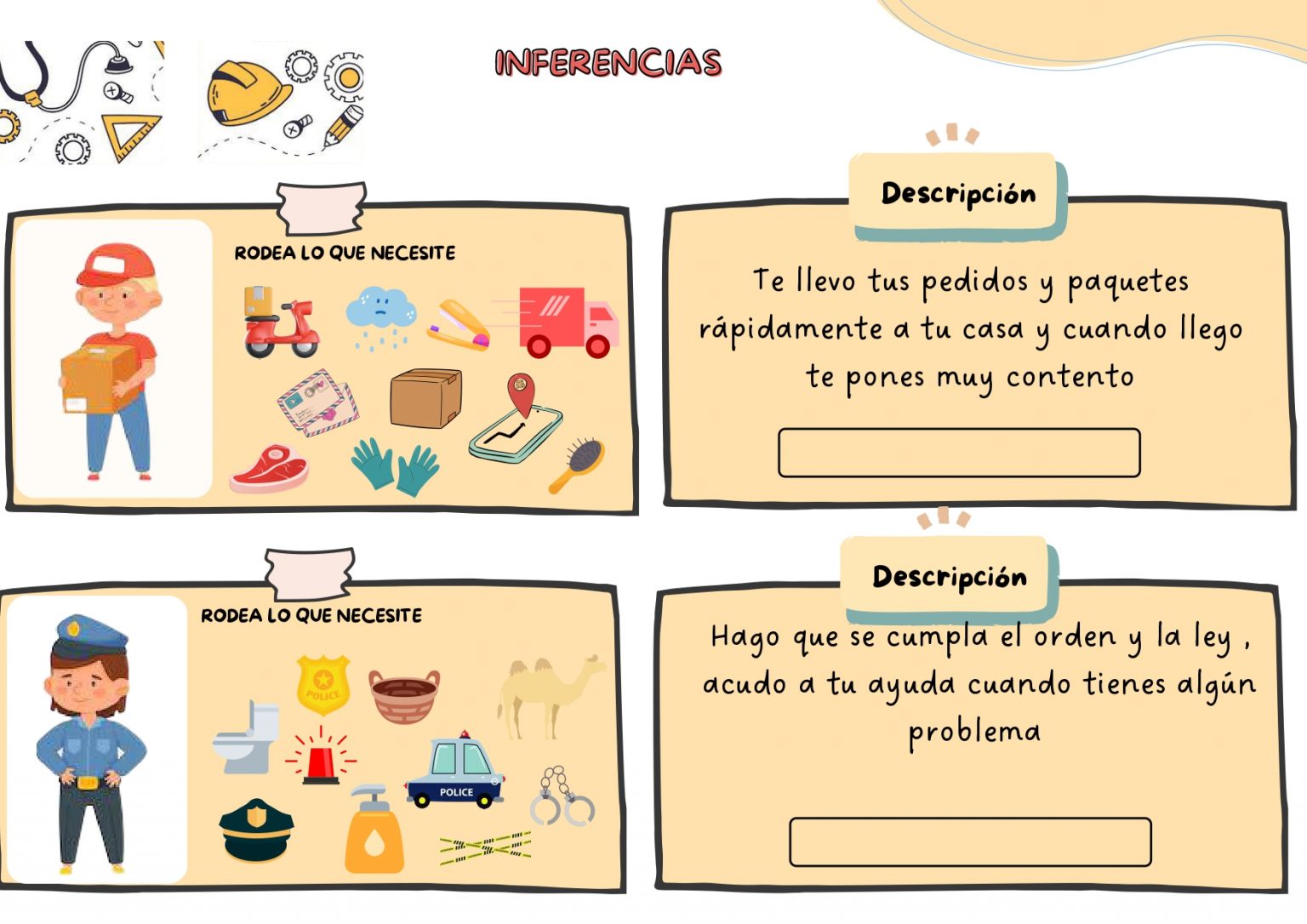 ADIVINA ADIVINANZA Trabajamos las profesiones mediante inferencias ...