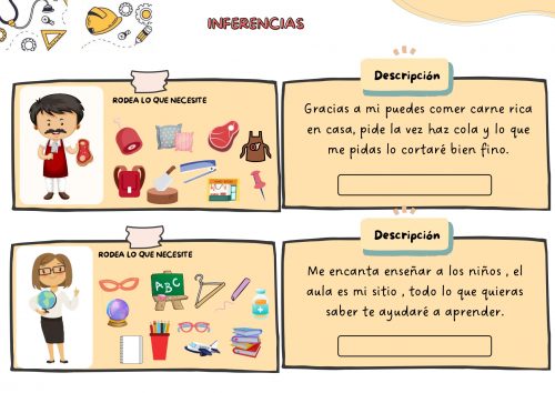 ADIVINA ADIVINANZA Trabajamos las profesiones mediante inferencias ...