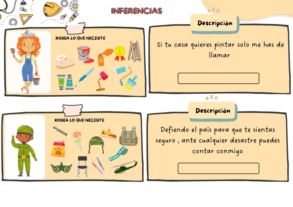 ADIVINA ADIVINANZA Trabajamos las profesiones mediante inferencias ...
