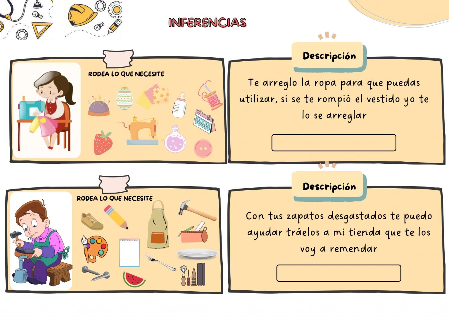 ADIVINA ADIVINANZA Trabajamos las profesiones mediante inferencias ...