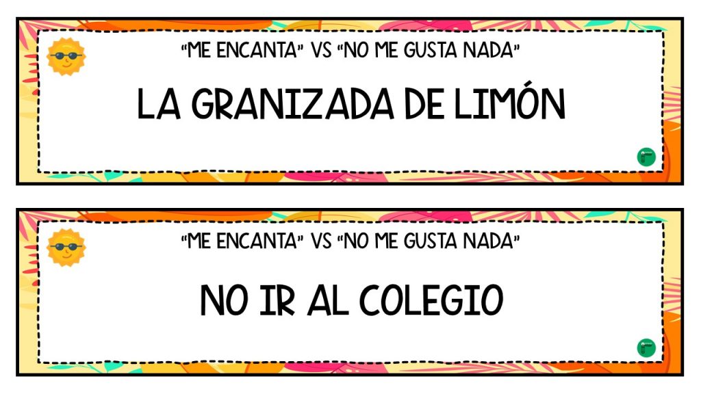 Dinámica para los últimos días de clase: "Me encanta" Vs "No me gusta ...