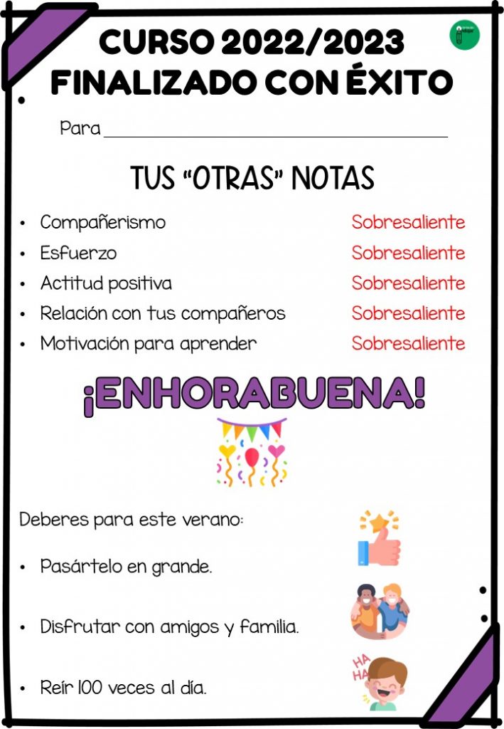 Notas especiales para final de curso - Orientacion Andujar