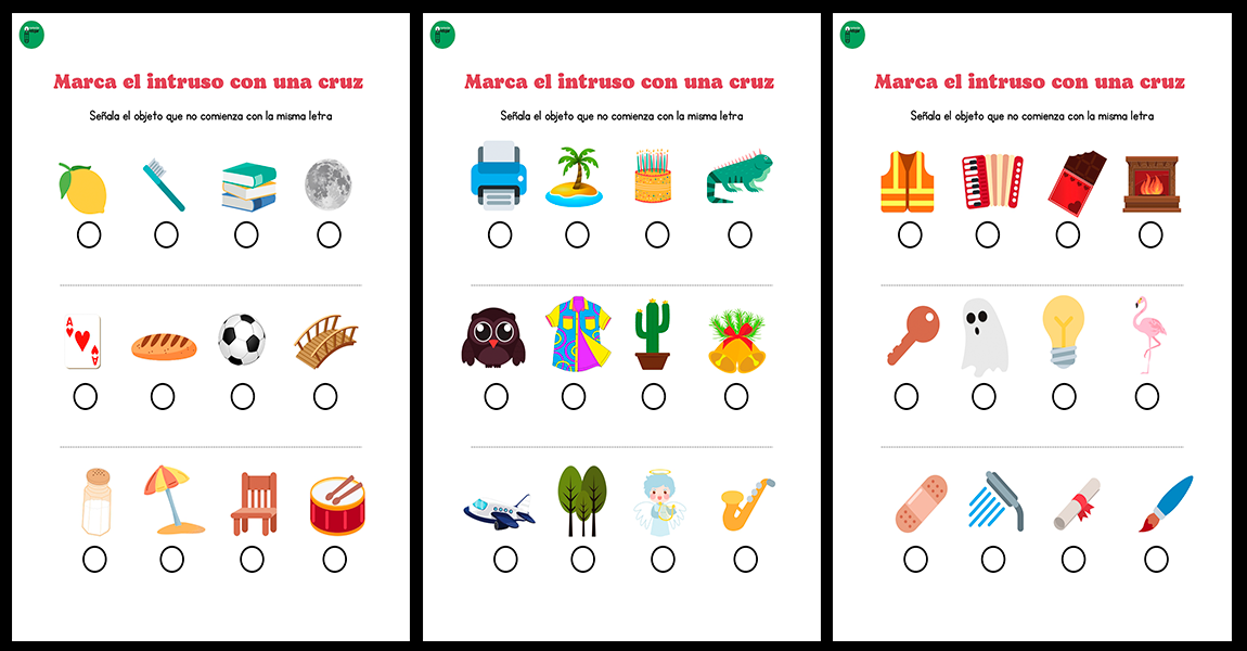 Señala el intruso trabajamos Conciencia fonológica letra inicial ...