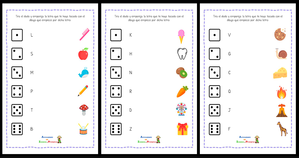 Juego de conciencia fonológica con dados - Orientacion Andujar