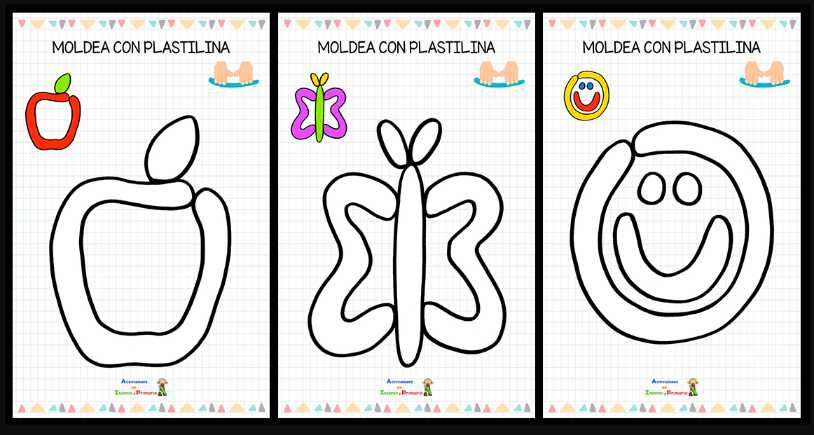 Bonitas fichas para moldear figuras de plastilina - Orientacion Andujar