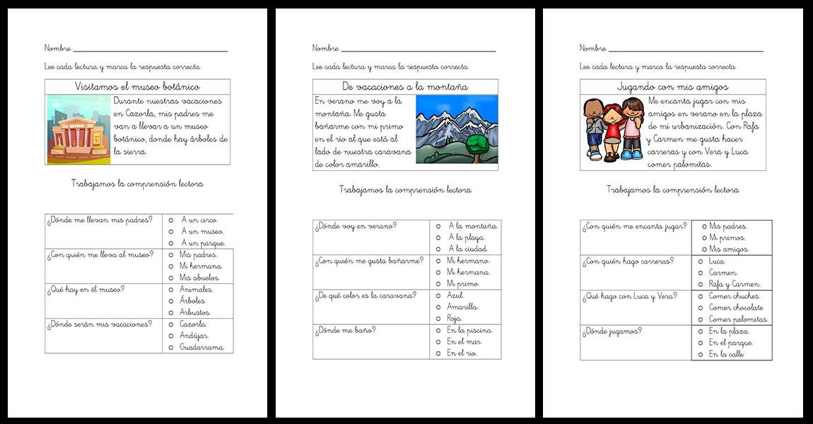 Textos cortos para trabajar la comprensión lectora: Vacaciones de ...