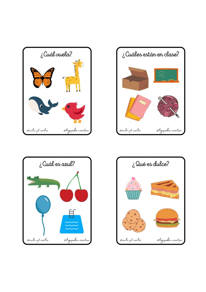 Tarjetas molonas para trabajar los conceptos - Orientacion Andujar