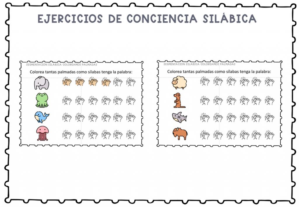 EJERCICIOS PARA TRABAJAR LA CONCIENCIA SILÁBICA, colorea palmadas por ...