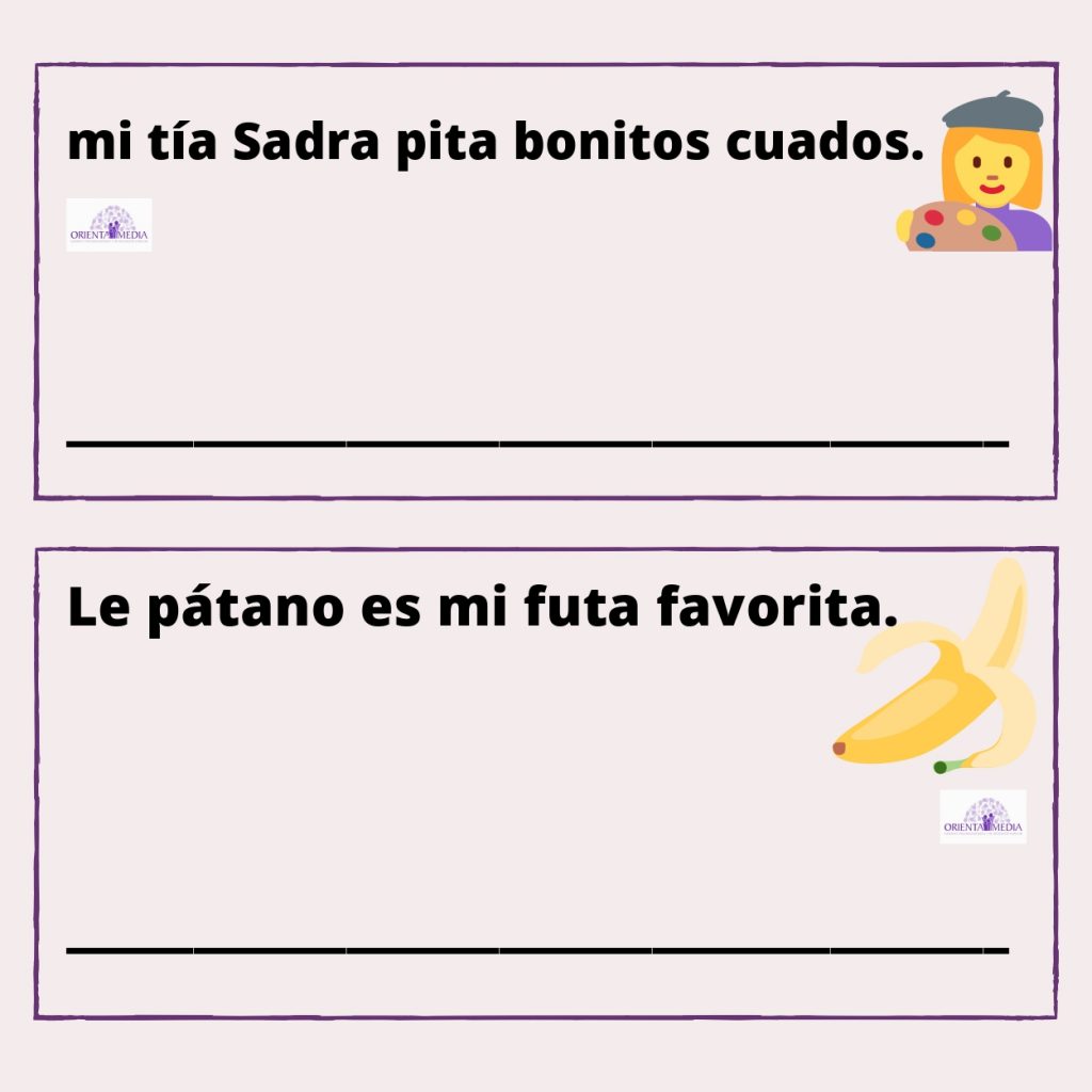Encuentra los errores ortográficos y de escritura en las siguientes ...