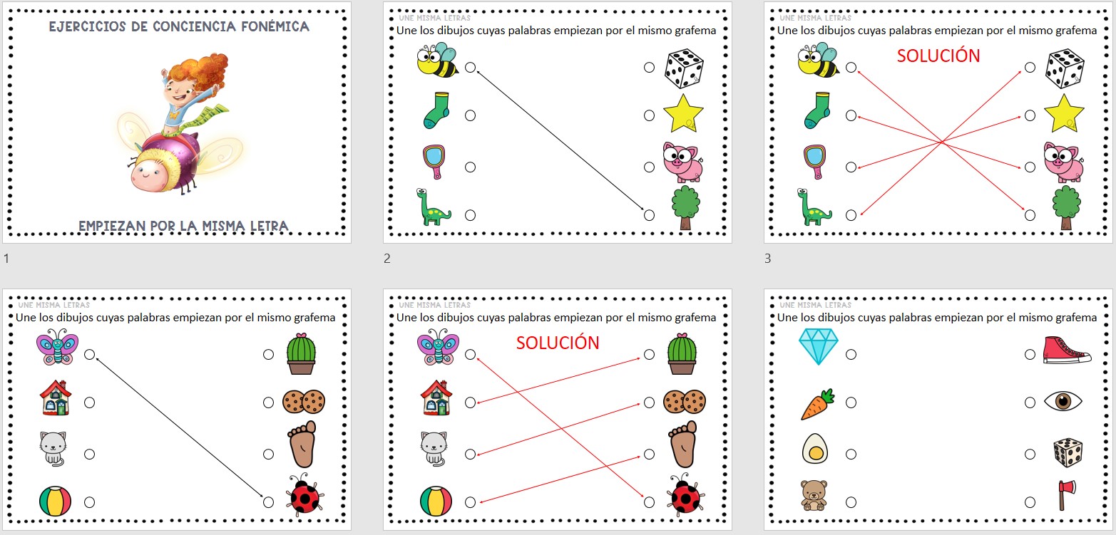 Ejercicios de Conciencia FONÉMICA empiezan por la misma letra ...
