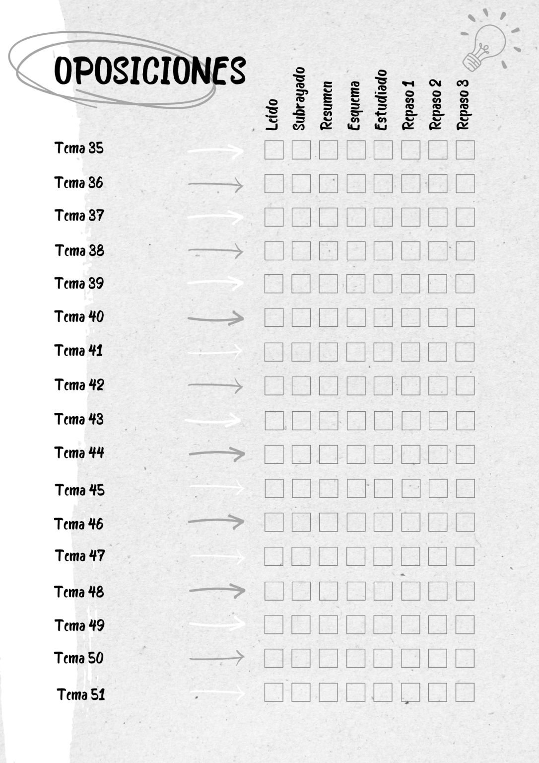 REGISTRO DE TEMAS PARA TUS OPOSICIONES EDITABLE - Orientacion Andujar