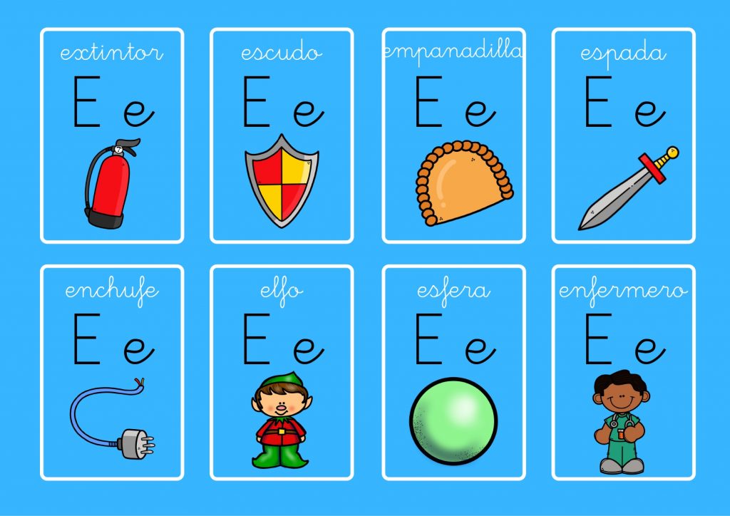 Listado de Palabras con la letra e-E + flashcard - Orientacion Andujar