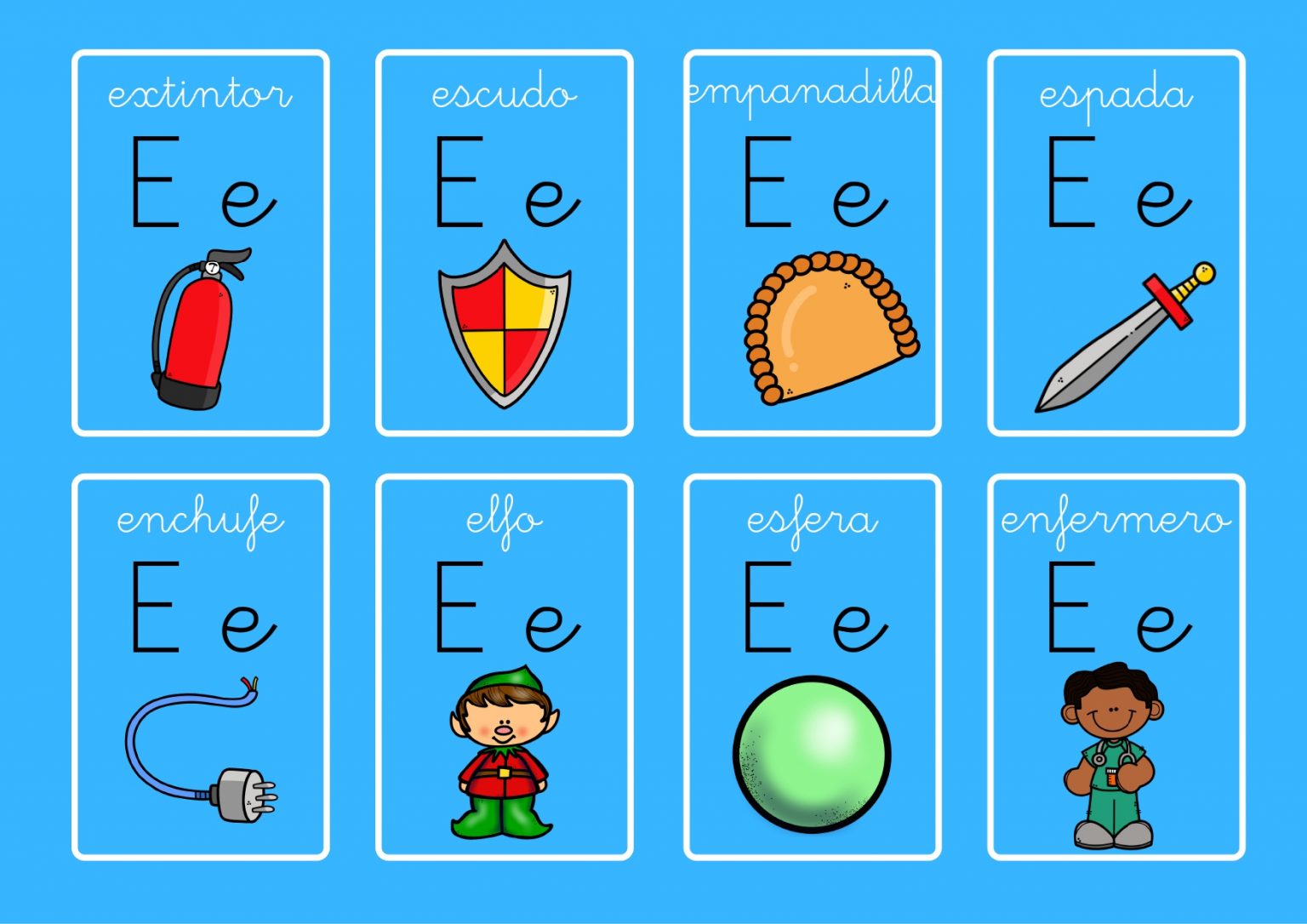 Listado de Palabras con la letra e-E + flashcard - Orientacion Andujar