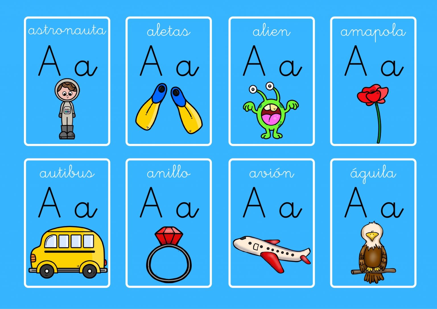 Listado de Palabras con la letra a-A + flashcard - Orientacion Andujar