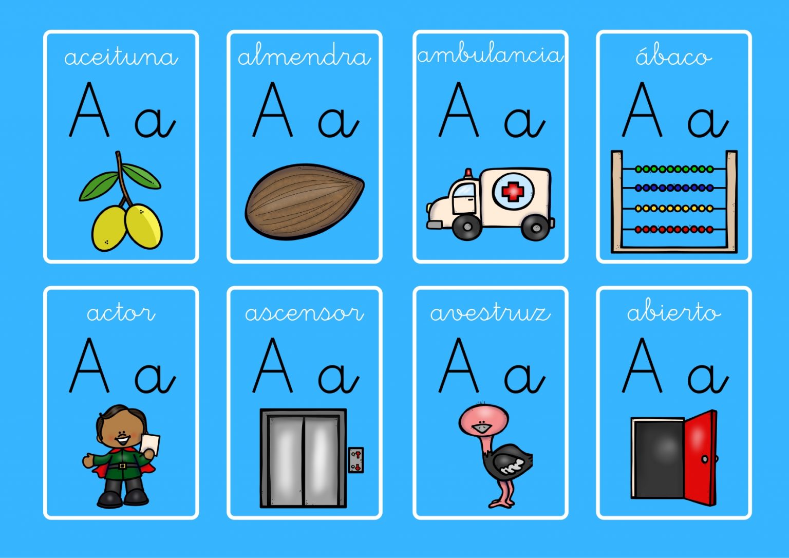 Listado de Palabras con la letra a-A + flashcard - Orientacion Andujar