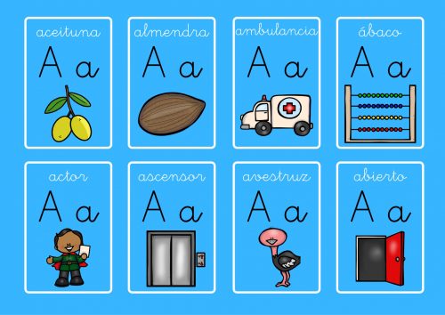 Listado de Palabras con la letra a-A + flashcard