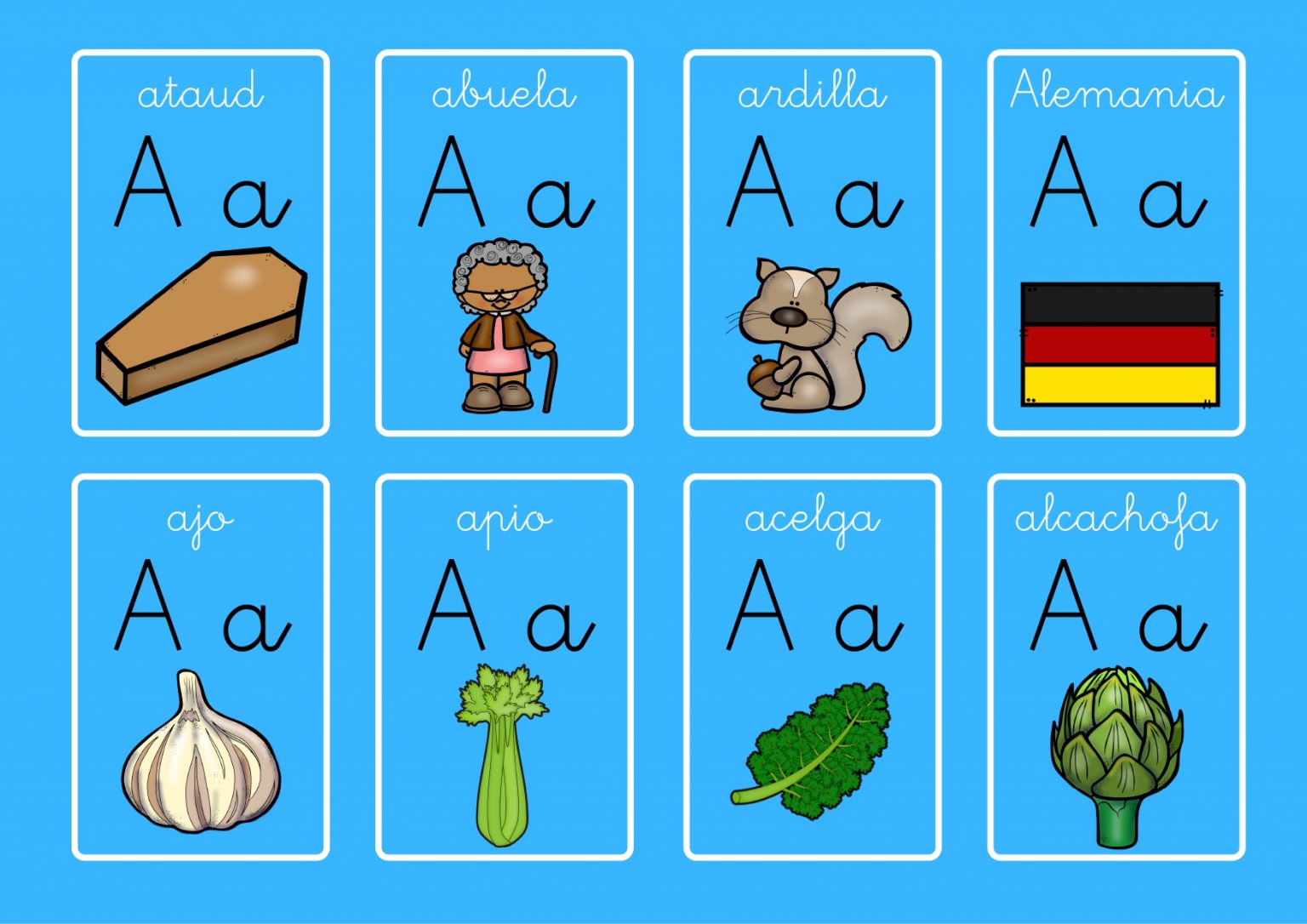 Listado de Palabras con la letra a-A + flashcard - Orientacion Andujar