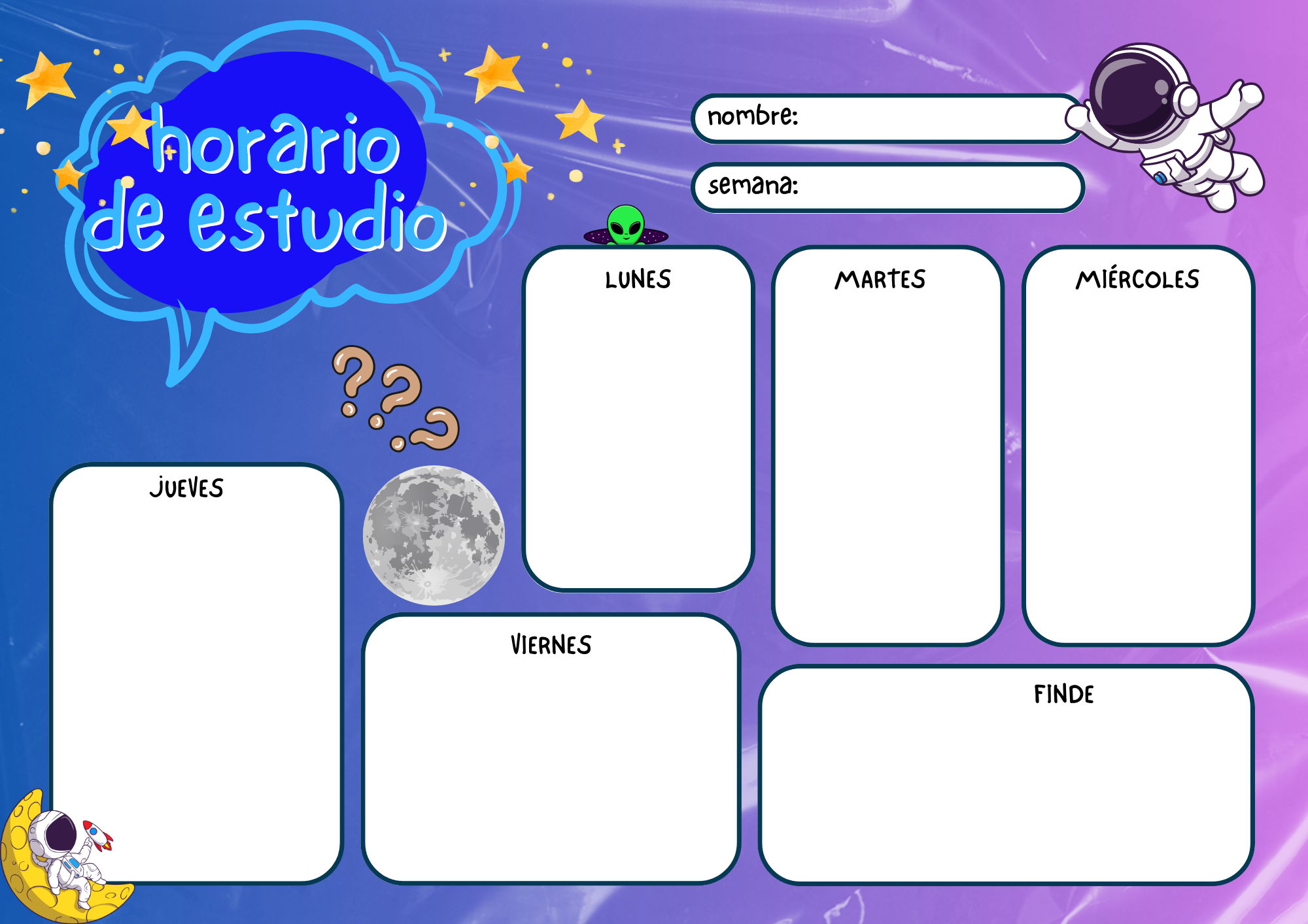 HORARIO DE ESTUDIO MOTIVO EL ESPACIO PARA TUS ALUMNOS - Orientacion Andujar