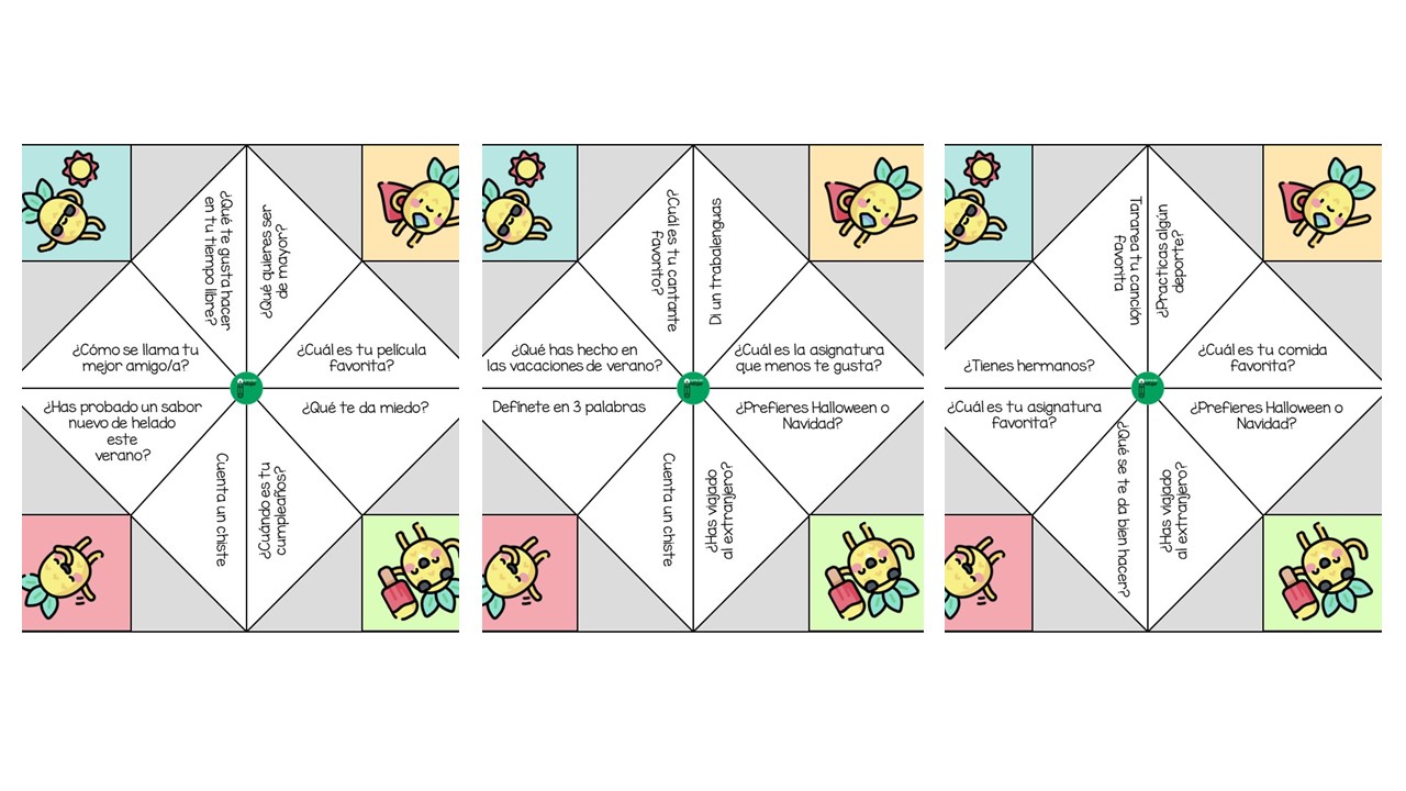 Divertido comecocos de preguntas para divertirnos los primeros días de ...
