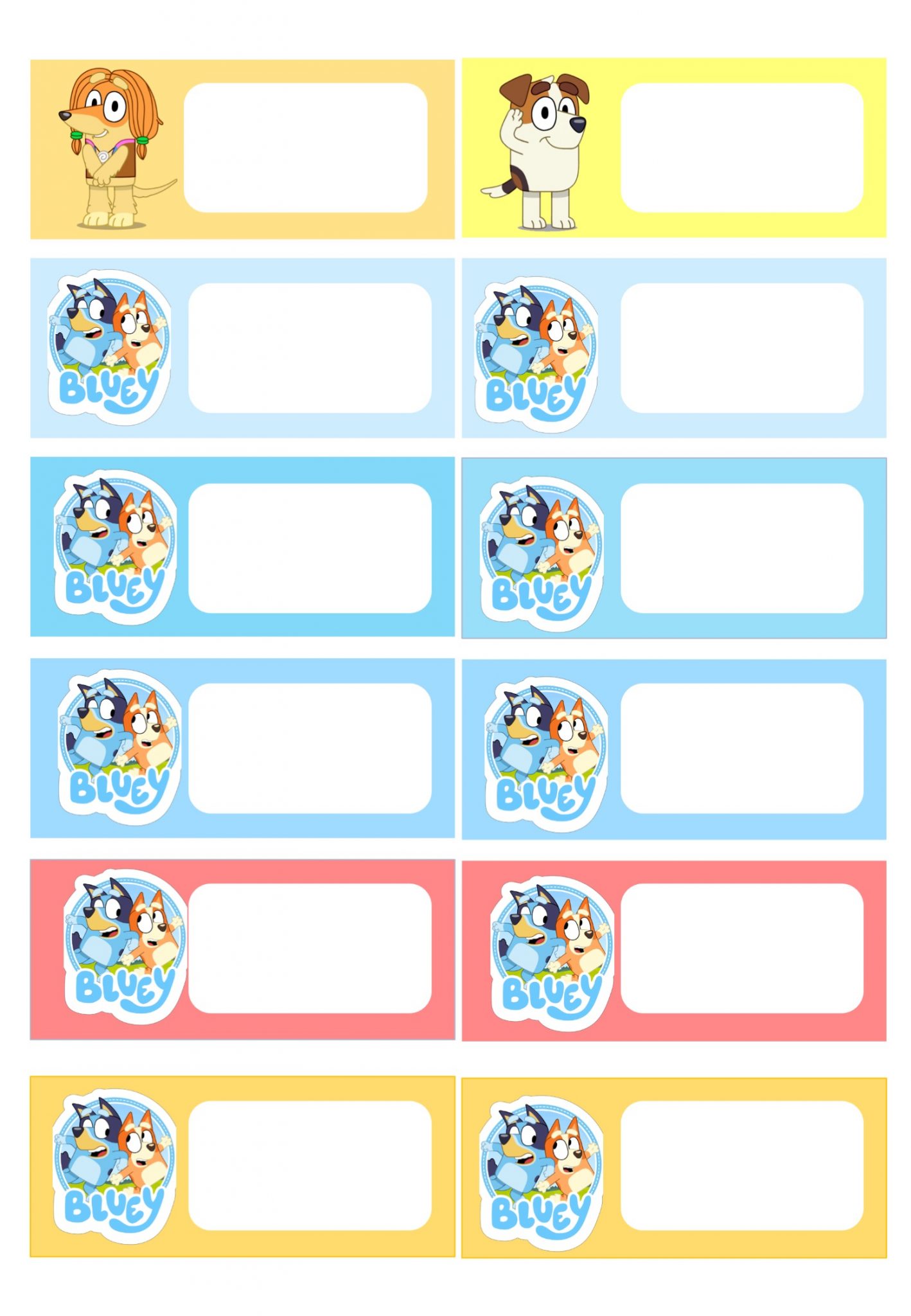 Identificadores de niños para las perchas de clase familia bluey ...