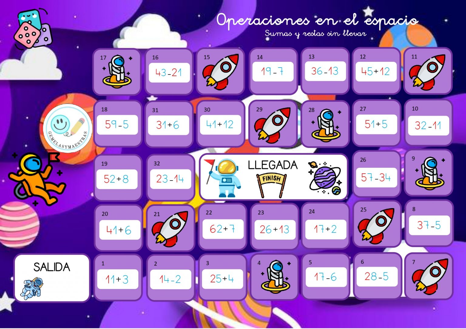 Tableros matemáticos de sumas, restas, multiplicaciones y divisiones ...