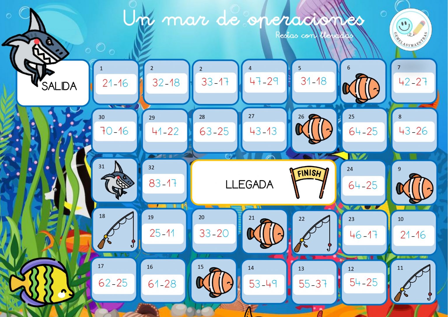 Tableros matemáticos de sumas, restas, multiplicaciones y divisiones ...